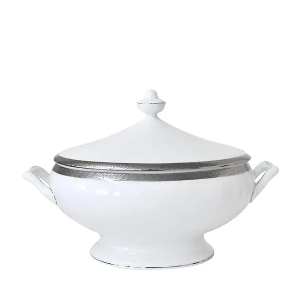 Bernardaud Torsade Soup Tureen - White/platinum