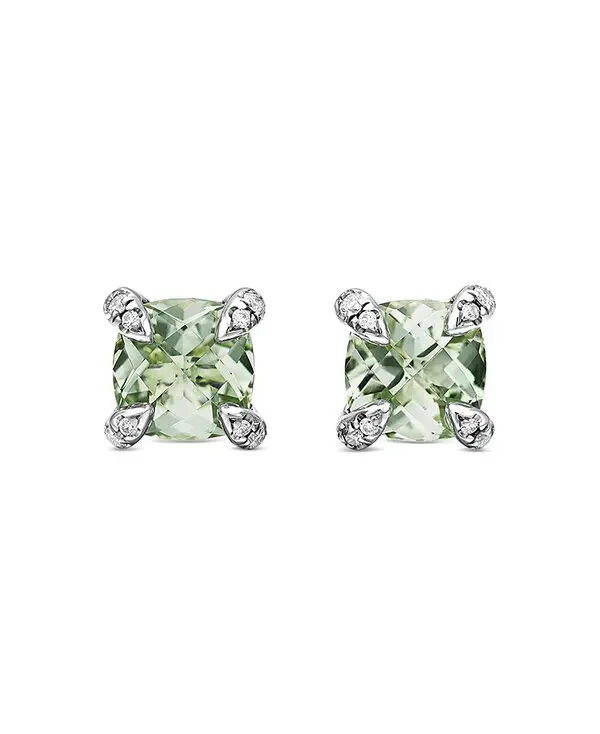 David Yurman Chatelaine Stud Earrings - Green/silver