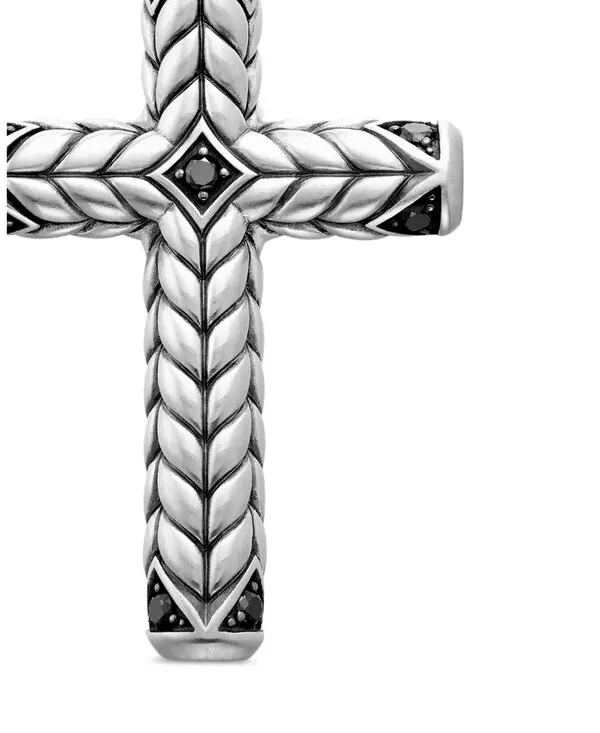 David Yurman Chevron Sculpted Cross Pendant With Pave Black Diamonds