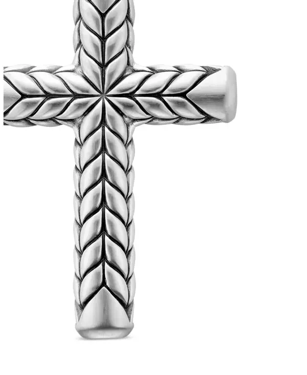 David Yurman Chevron Sculpted Cross Pendant With Pave Black Diamonds