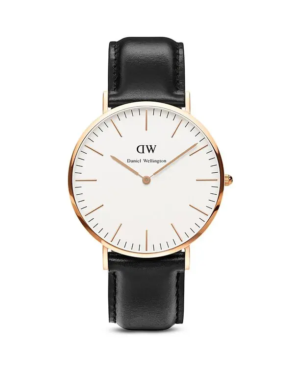 DANIEL WELLINGTON Classic Sheffield Watch, 40mm - Rose Gold/black