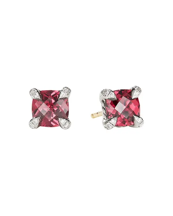 David Yurman Chatelaine Stud Earrings - Red/silver