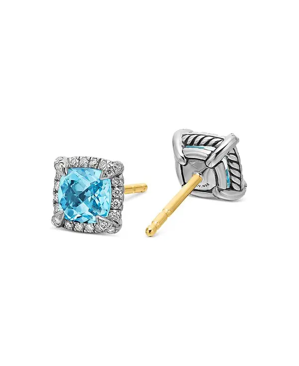 David Yurman Chatelaine Stud Earrings - Blue Topaz