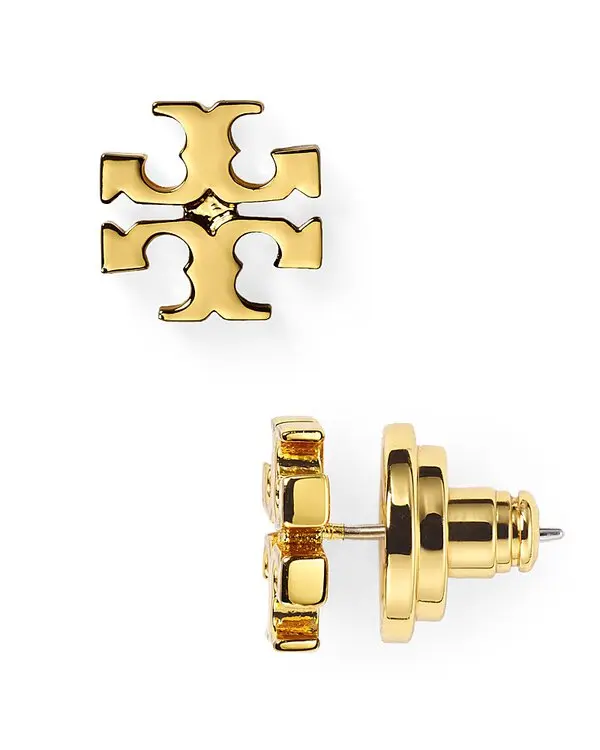 Tory Burch Logo Stud Earrings - Shiny Gold