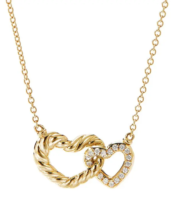 David Yurman Cable Heart Pendant Necklace - White/gold