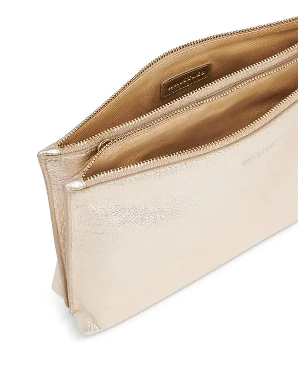 Whistles Rae Metallic Leather Double Pouch Clutch