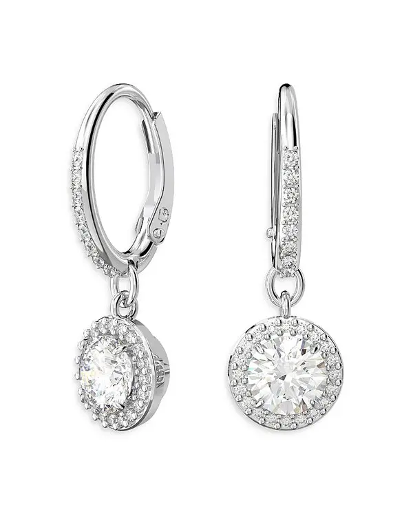 SWAROVSKI Una Huggie Hoop Drop Earrings - Silver