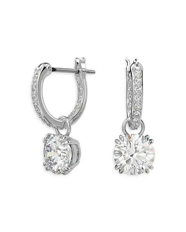 SWAROVSKI Stilla Huggie Hoop Drop Earrings - Silver
