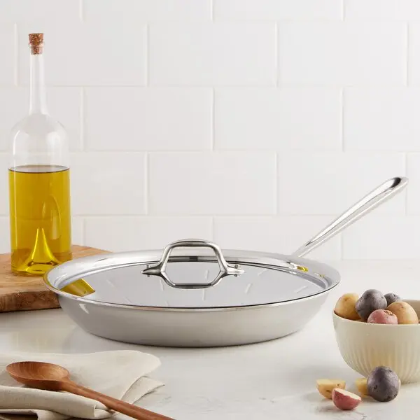 ALL-CLAD D3 12 Fry Pan With Lid - Stainless Steel