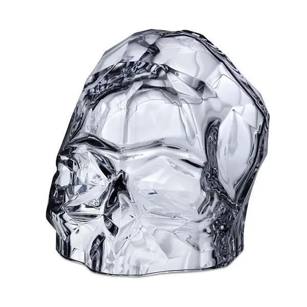 NUDE GLASS Memento Mori Faceted Skull Head Decor, Small - Clear