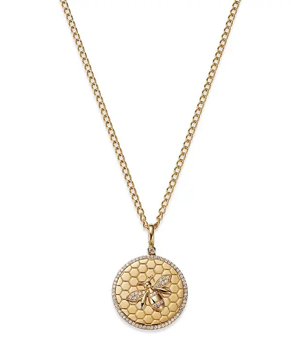 Bloomingdale'S Diamond And 14k Yellow Bumble Bee Pendant Necklace - Gold