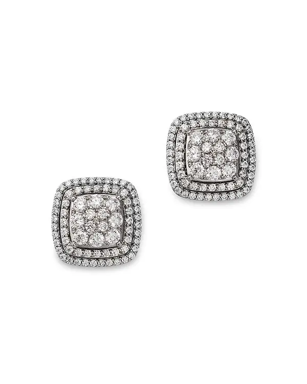 Bloomingdale'S 14k Gold Diamond Cluster Stud Earrings 1.0 Tcw - White