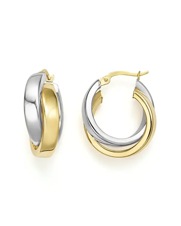 Bloomingdale'S 14k Yellow And White Gold Dual Hoop Earrings - Gold/white