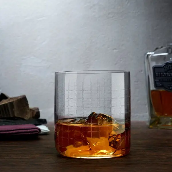 NUDE GLASS Finesse Grid Double Old Fashioned Whisky Glass, Set Of 4