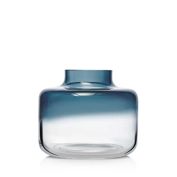 NUDE GLASS Magnolia Steel Wide Vase - Blue