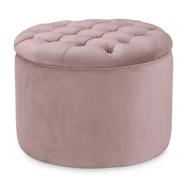 TOV FURNITURE Queen Velvet Storage Ottoman - Blush