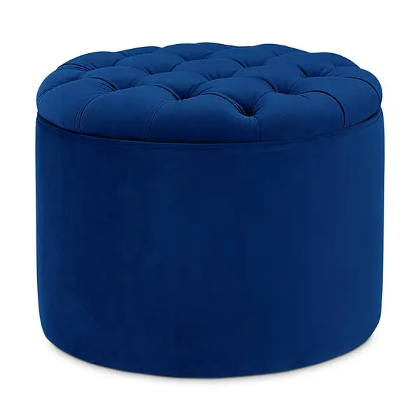 TOV FURNITURE Queen Velvet Storage Ottoman - Navy