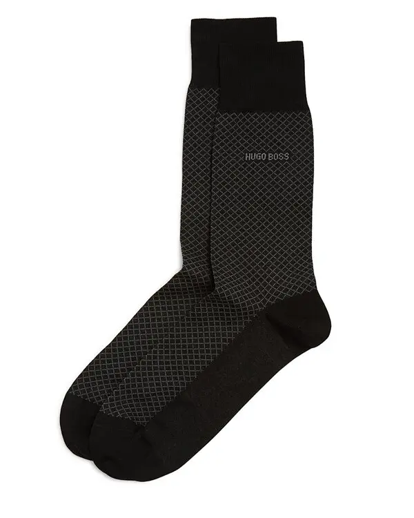 BOSS Dean Micro Grid Dress Socks - Black