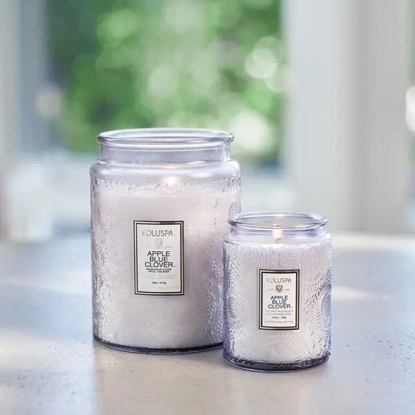 Voluspa Apple Blue Clover Large Jar Candle, 18 Oz