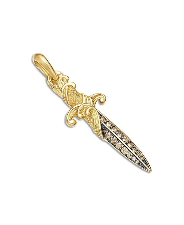 David Yurman 18k Yellow Cognac Diamond Dagger Amulet Pendant - Gold