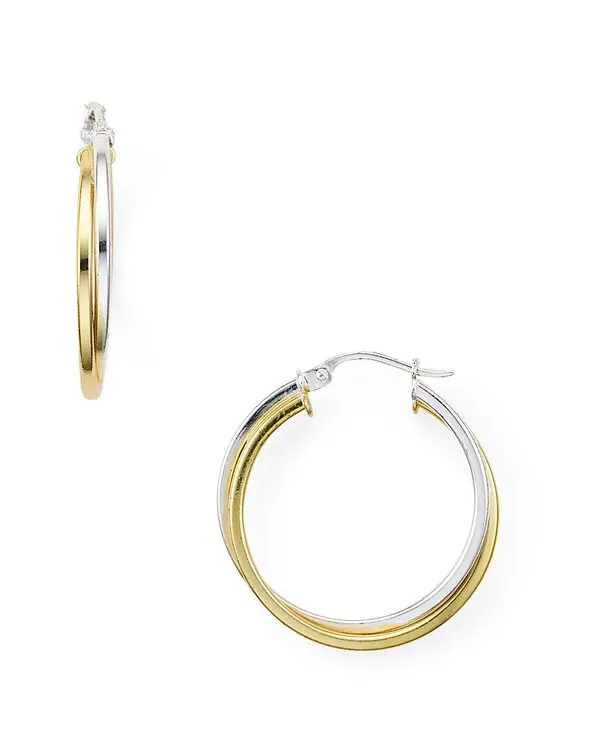 Aqua Double Tube Hoop Earrings - Gold/silver