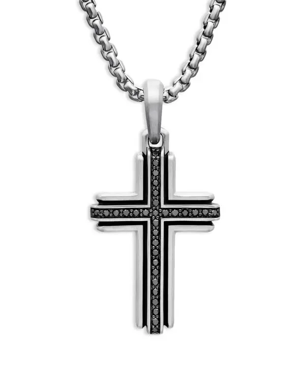 David Yurman Deco Cross Pendant - Black/silver
