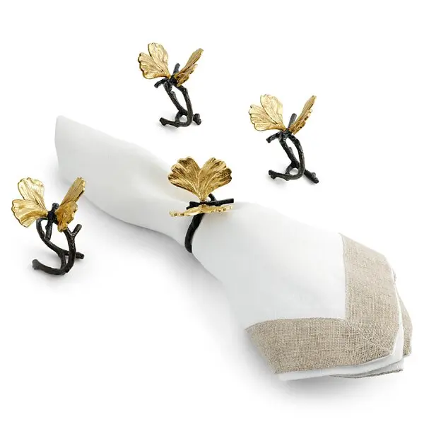 Michael Aram Butterfly Ginkgo Napkin Ring Set - Gold