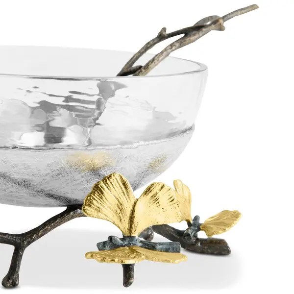 Michael Aram Butterfly Ginkgo Glass Nut Dish With Spoon
