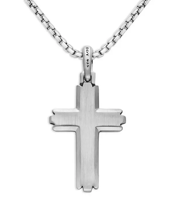 David Yurman Sterling Silver Deco Cross Pendant - Black/silver
