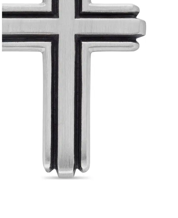 David Yurman Sterling Silver Deco Cross Pendant - Black/silver