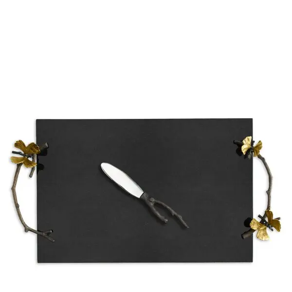 Michael Aram Butterfly Ginkgo Cheeseboard With Knife - Black/silver/gold