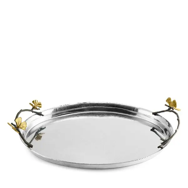 Michael Aram Butterfly Ginkgo Oval Tray - Silver/gold