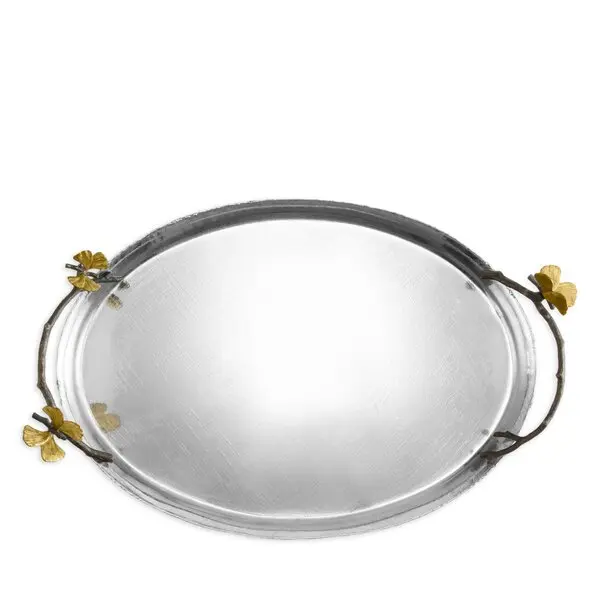 Michael Aram Butterfly Ginkgo Oval Tray - Silver/gold