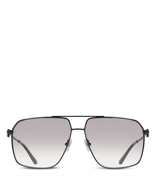 FERRAGAMO Brow Bar Aviator Sunglasses - Shiny Black