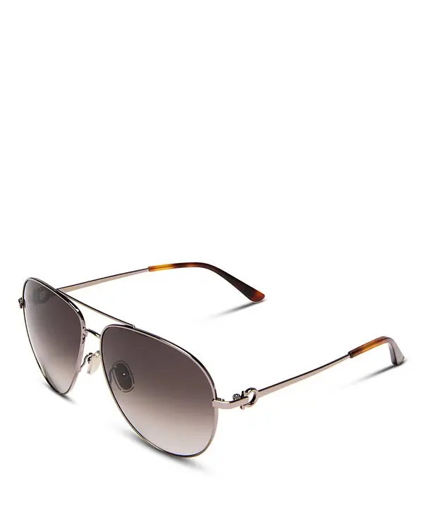 FERRAGAMO Timeless Collection Brow Bar Aviator Sunglasses - Shiny Dark