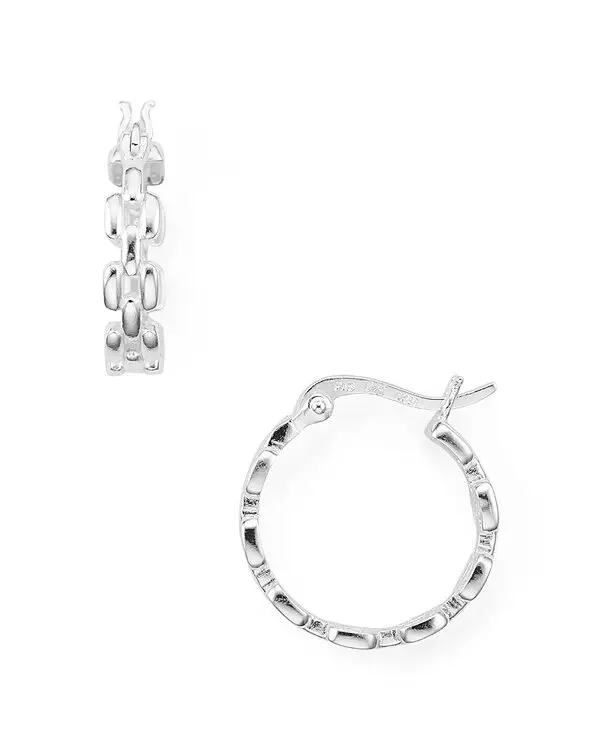 Aqua Chain-effect Sterling Hoop Earrings - Silver