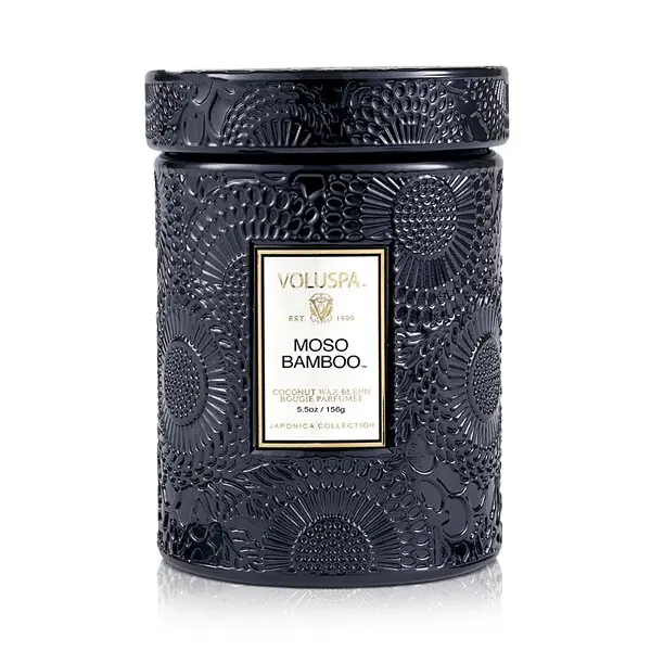 Voluspa Moso Bamboo Small Jar Candle, 5.5 Oz - Black