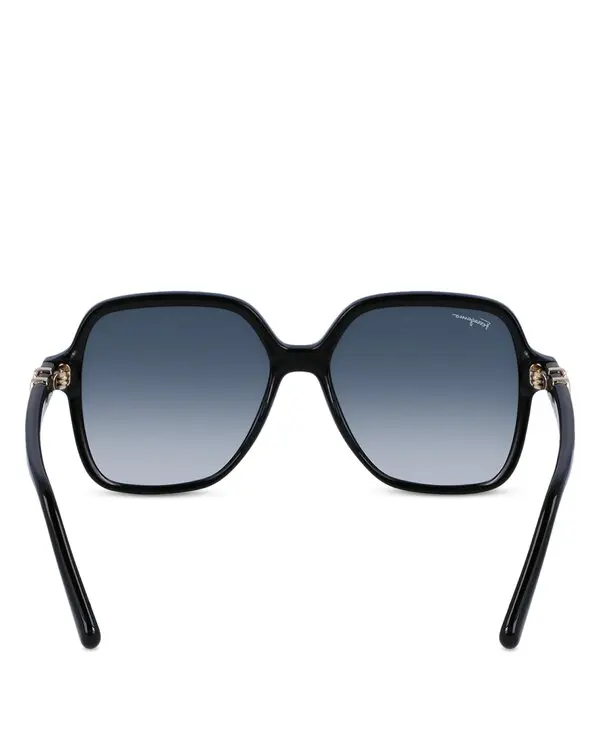FERRAGAMO 57mm Rectangular Gancini Sunglasses - Black/blue Gradient