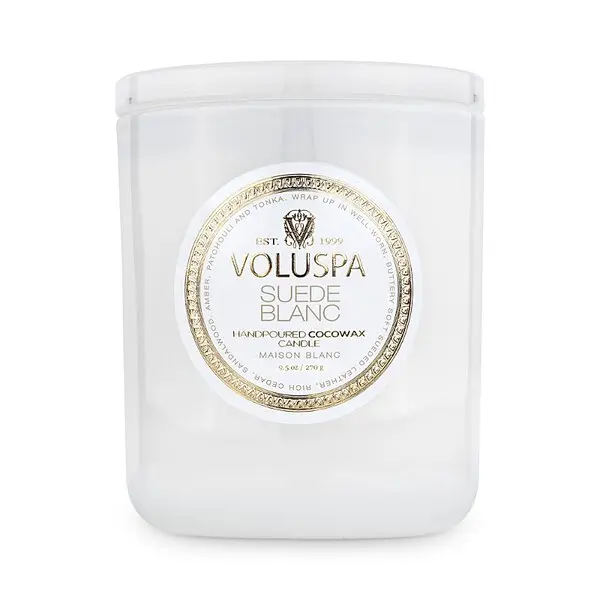 Voluspa Suede Blanc Candle - White