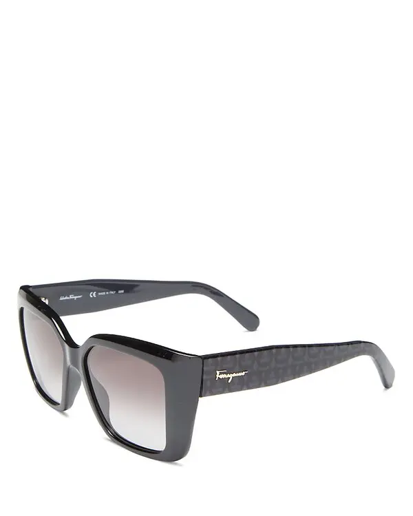 FERRAGAMO 55mm Square Frame Sunglasses - Black/gray Gradient