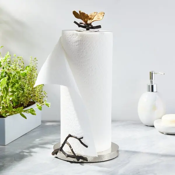 Michael Aram Butterfly Ginkgo Paper Towel Holder Silver