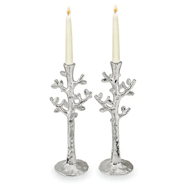 Michael Aram Tree Of Life Candlestick, Pair - Nickel Plate