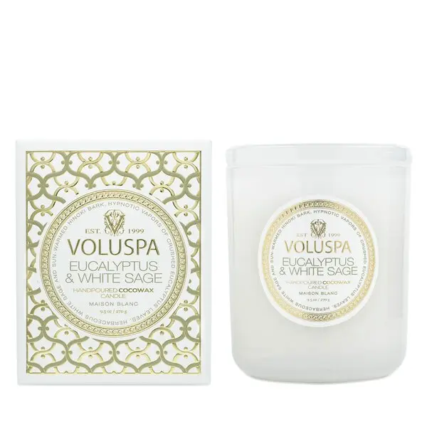 Voluspa Eucalyptus & Sage Classic Candle 9.5 Oz - White