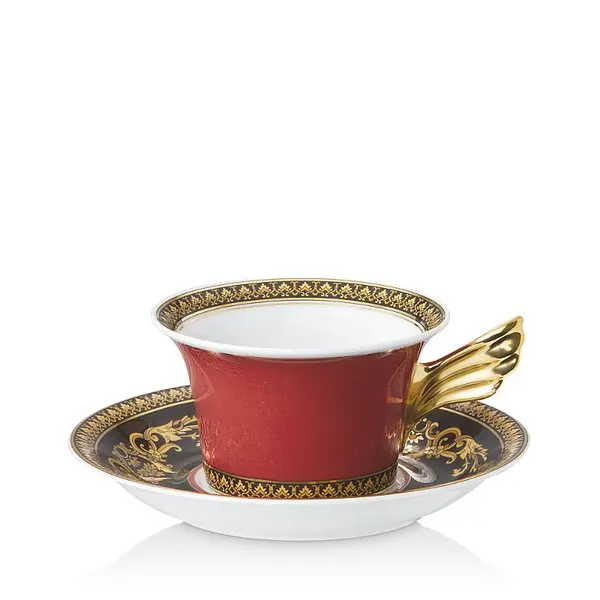Versace Rosenthal Medusa Teacup & Saucer - Red