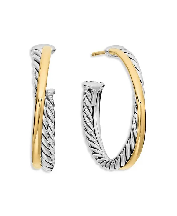 David Yurman Crossover Hoop Earrings - Gold/silver