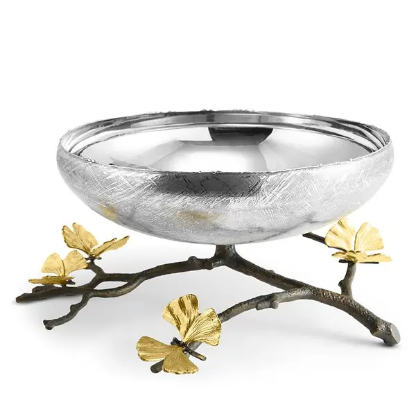Michael Aram Butterfly Ginkgo Footed Centerpiece Bowl - Silver