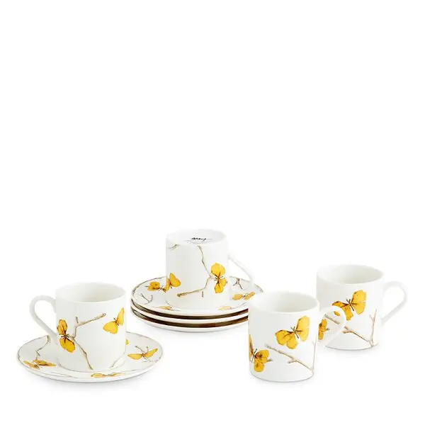 Michael Aram Butterfly Ginkgo Gold Demitasse Set, Service For 4 - White