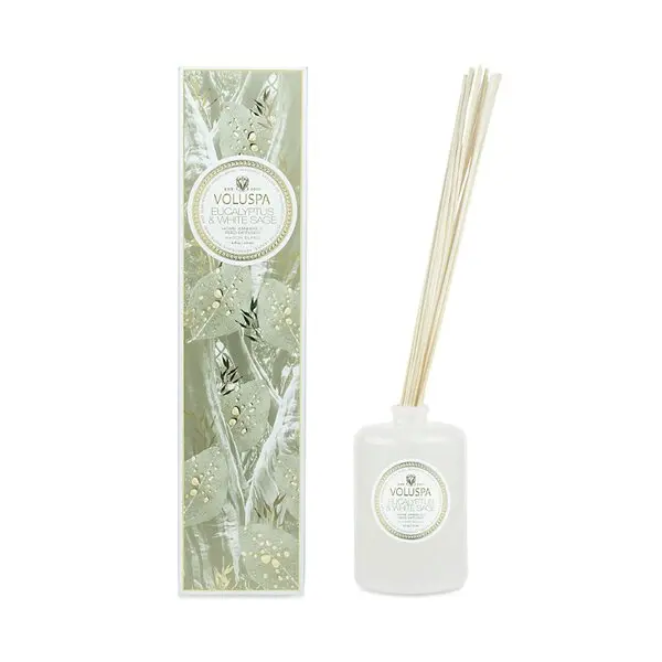 Voluspa Eucalyptus & Sage Reed Diffuser 6.5 Oz - White