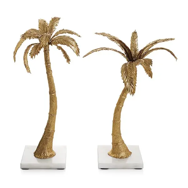 Michael Aram Palm Candleholders - White/gold