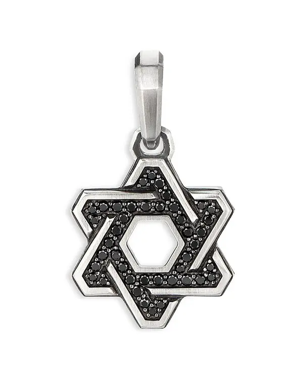 David Yurman Deco Star Of David Pendant, 24mm - Sterling Silver/black Diamonds